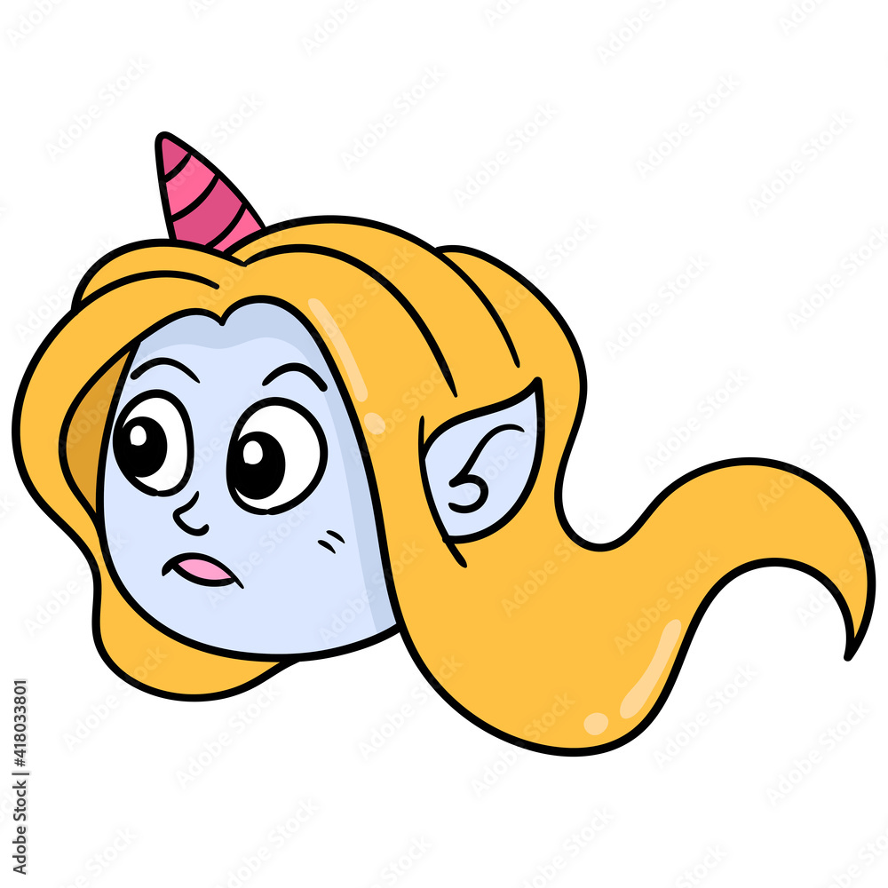 elf eared horned female creature. carton emoticon. doodle icon drawing ...