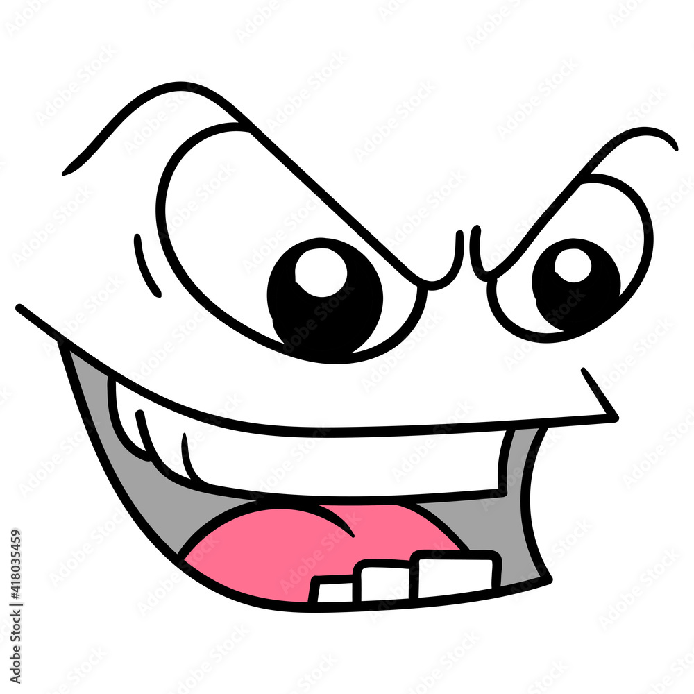 cartoon expression of angry and grumbling face. carton emoticon. doodle ...