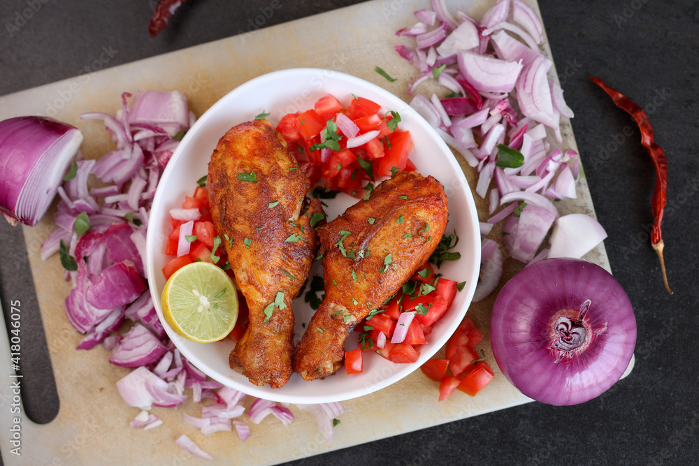 Indian Chicken fry leg piece, grilled chicken drumsticks hot and spicy ...