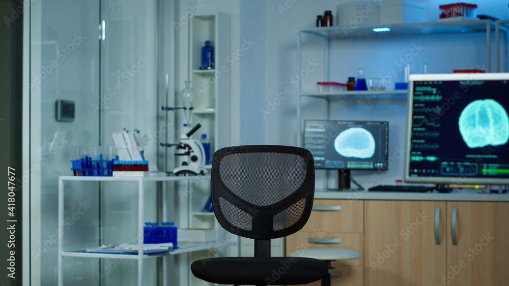 Neurological laboratory with nobody in it modernly equipped prepared ...