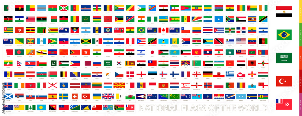 All flags of the world in official proportions. Stock Vector | Adobe Stock