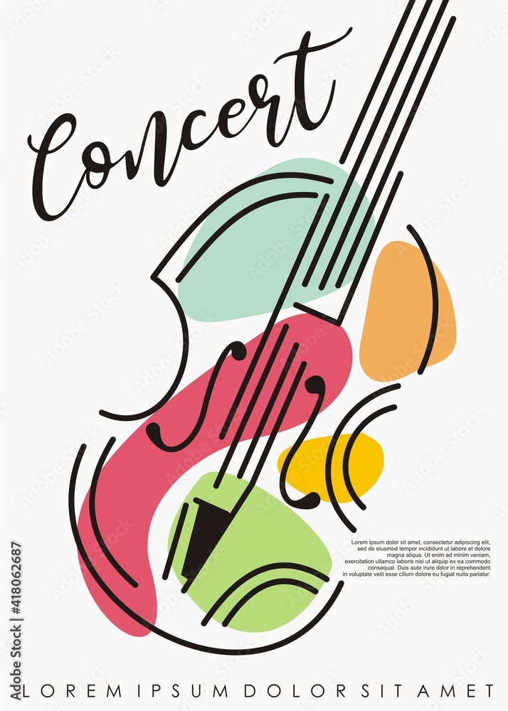 Vetor de Violin classical music concert poster template with artistic ...