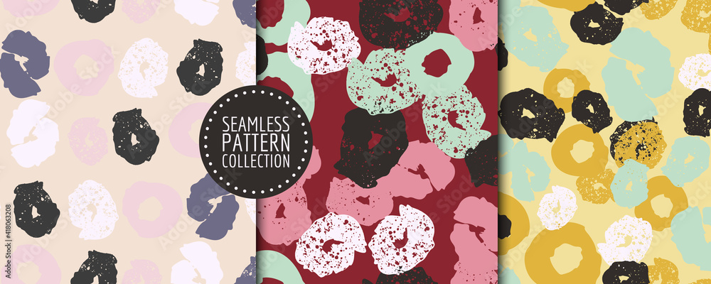 Vecteur Stock Colorful set of seamless patterns, backgrounds, headers ...