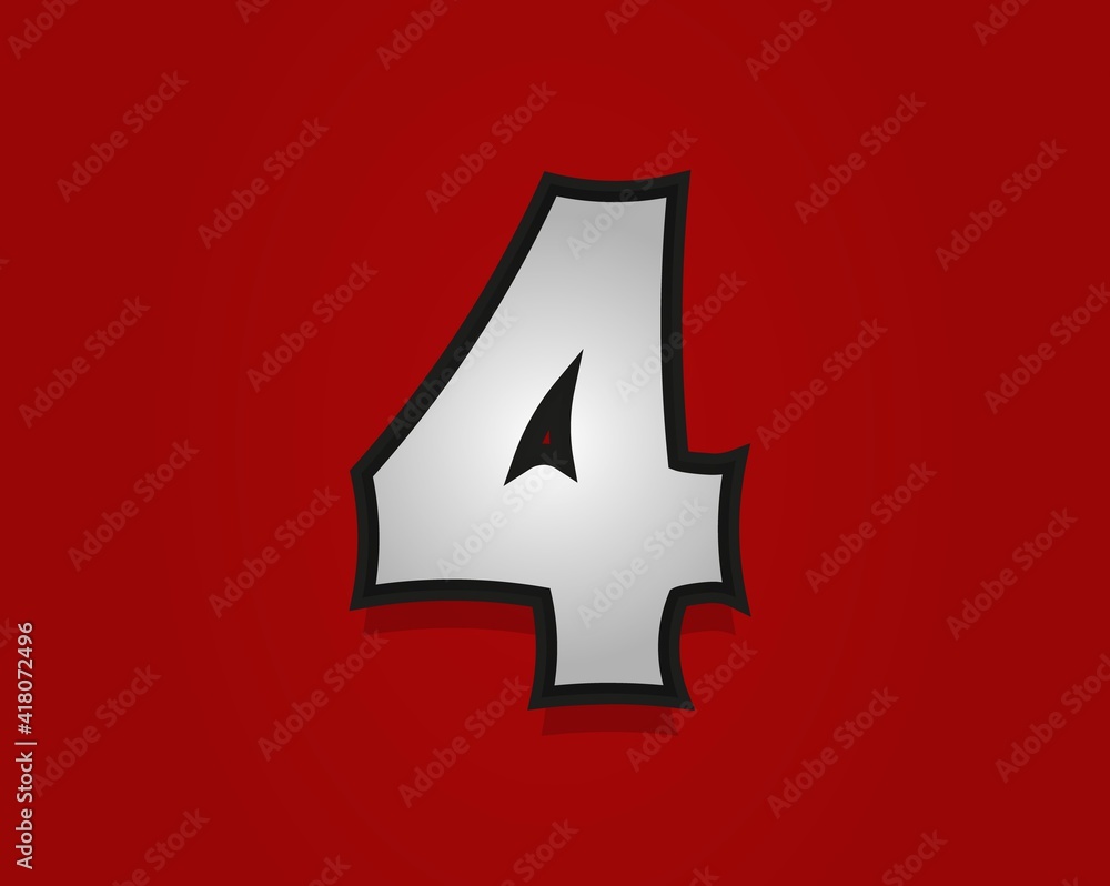 4 number Rock & Roll font. Classic, retro vintage 1970s design. Vector ...