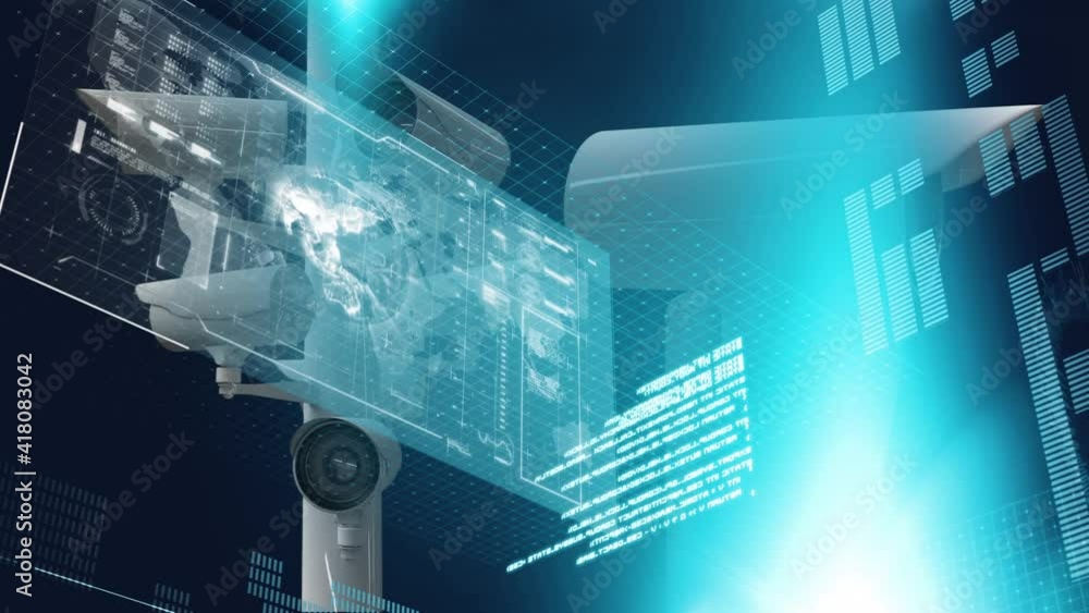 Animation of moving surveillance cameras and interface with information ...