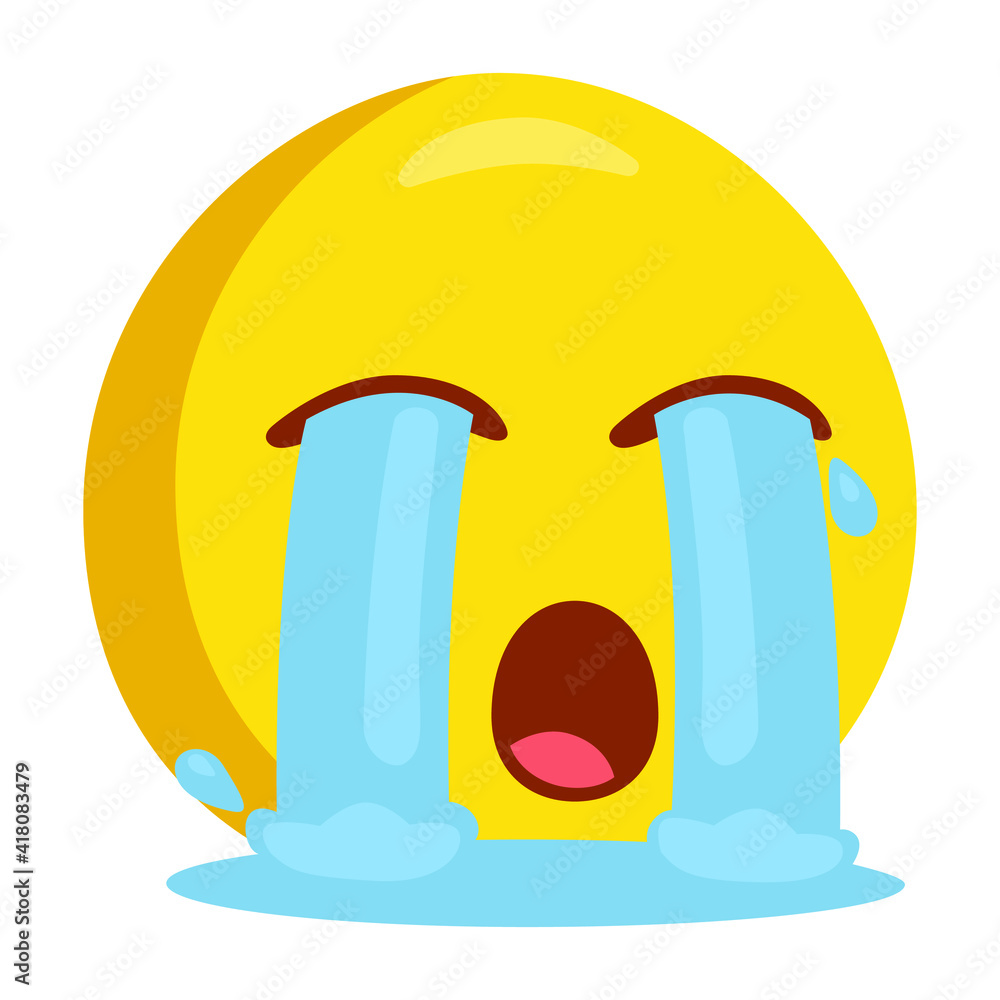 Loudly Crying Emoji Icon Illustration. Sad Tears Vector Symbol Emoticon ...
