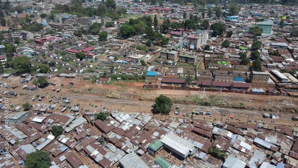 poor houses of kibera slums kenya, rusted roof top of the poorly ...