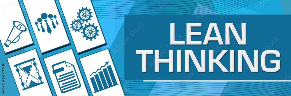 Lean Thinking Random Shapes Blue Business Symbols Background Stock ...