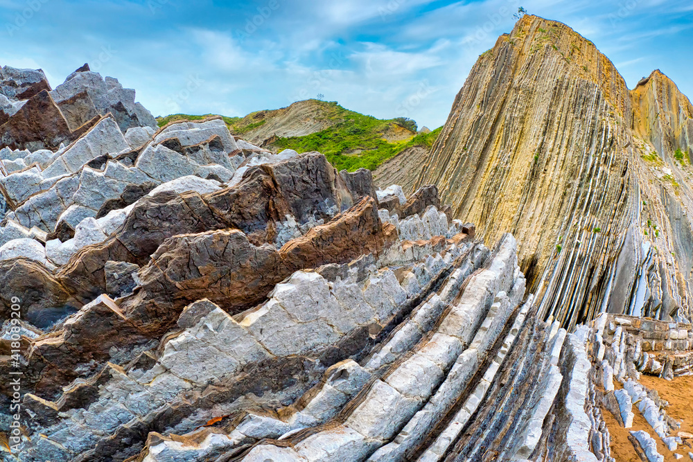 Steeply-tilted Layers of Flysch, Flysch Cliffs, Basque Coast UNESCO ...