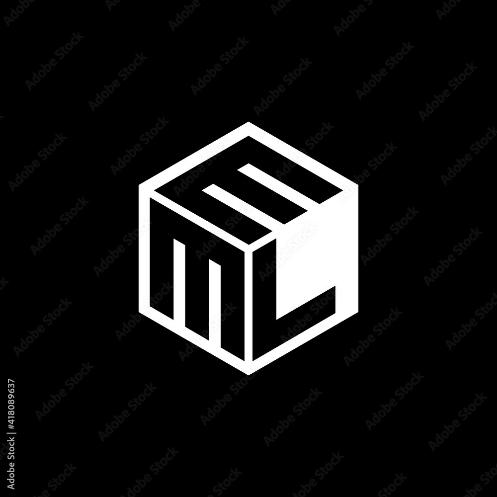 MLM letter logo design with black background in illustrator, cube logo ...
