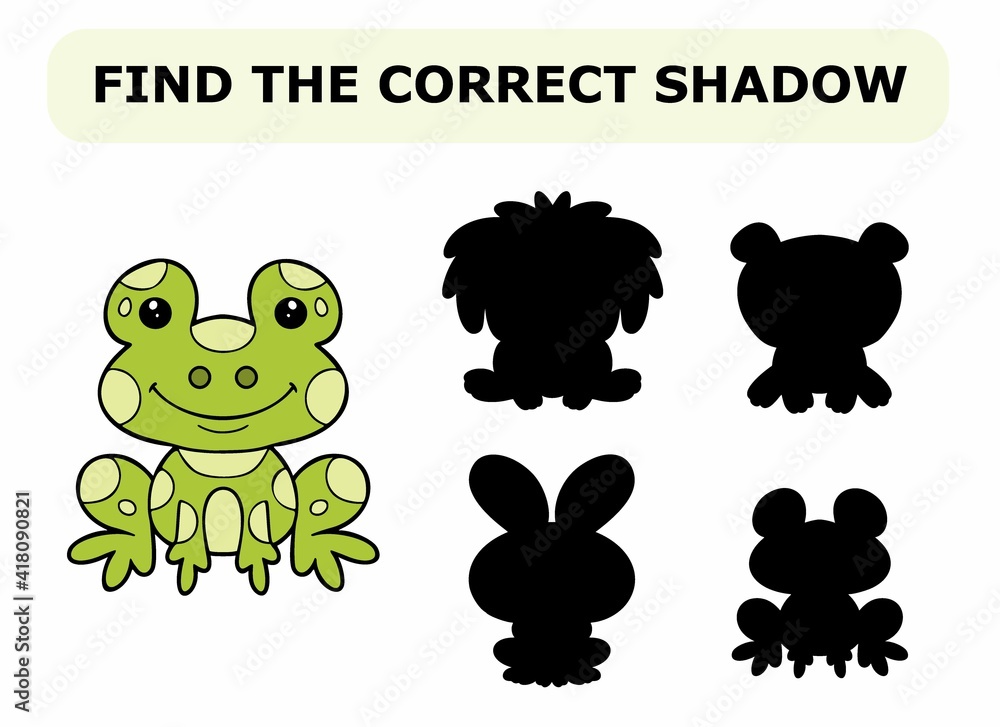 Vector illustration of shadow matching game for children. Vector ...