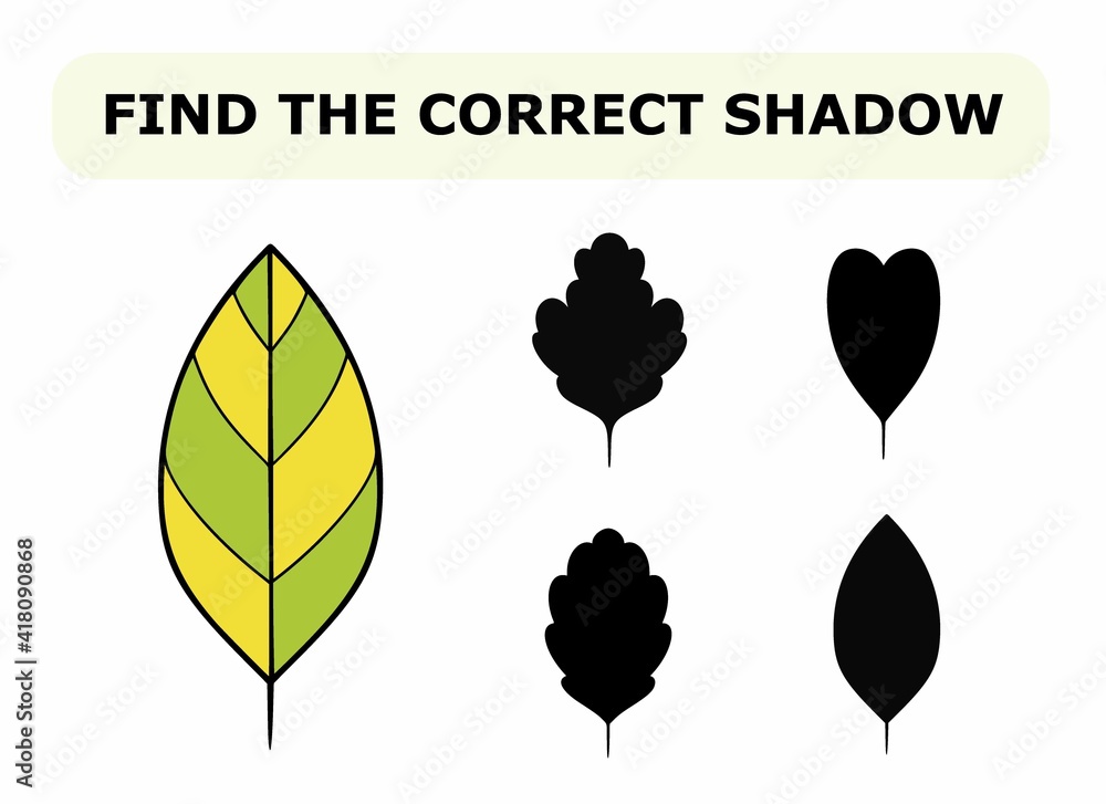 Vector illustration of shadow matching game for children. Vector ...