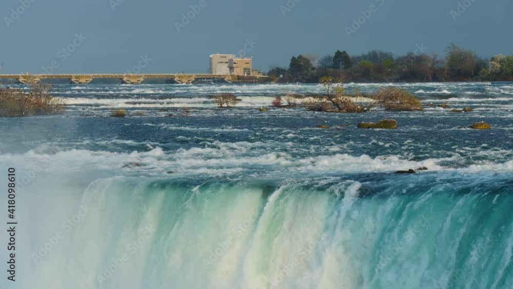 Vidéo Stock The International Control Structure Dam is seen above the ...