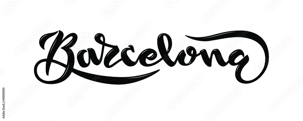 Barcelona. Hand Lettering. Vector illustration of word Barcelona for ...