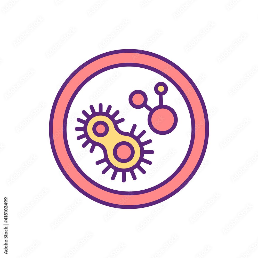 Gut microbiota RGB color icon. Microorganisms in human digestive tract ...