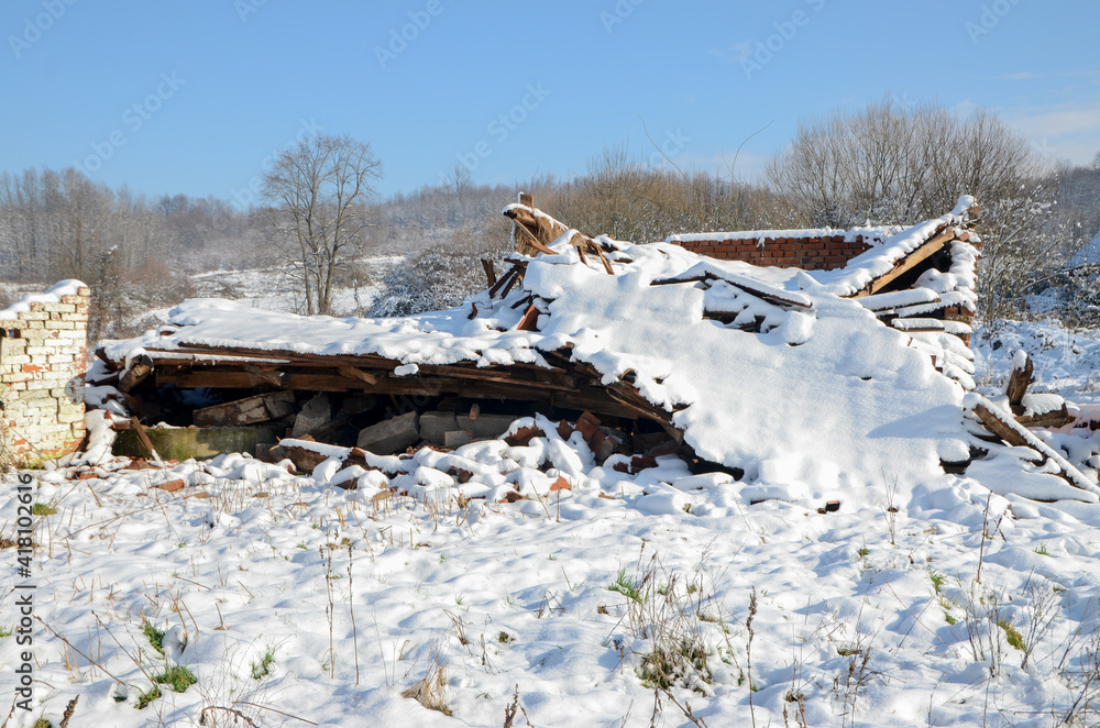 Collapsed and destroyed building ruins after devastating earthquake ...