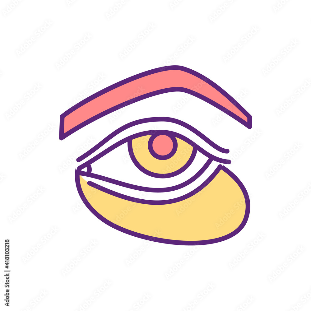 Sunken eyes RGB color icon. Skin laxity. Dark shadows, hollow skin ...