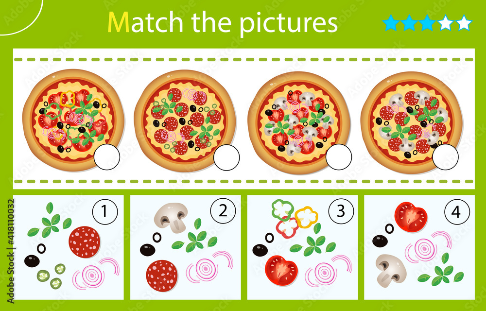 Matching game, education game for children. Puzzle for kids. Match by ...