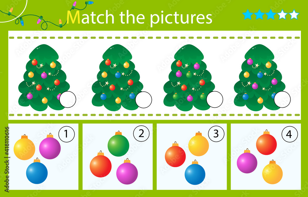 Matching game, education game for children. Puzzle for kids. Match by ...