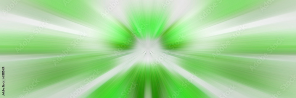 Dynamic green light beams. A flash in space going into perspective ...