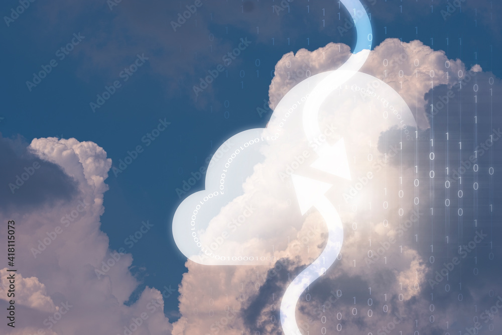 Cloud computing with nature actual cloud sky with binary number for ...