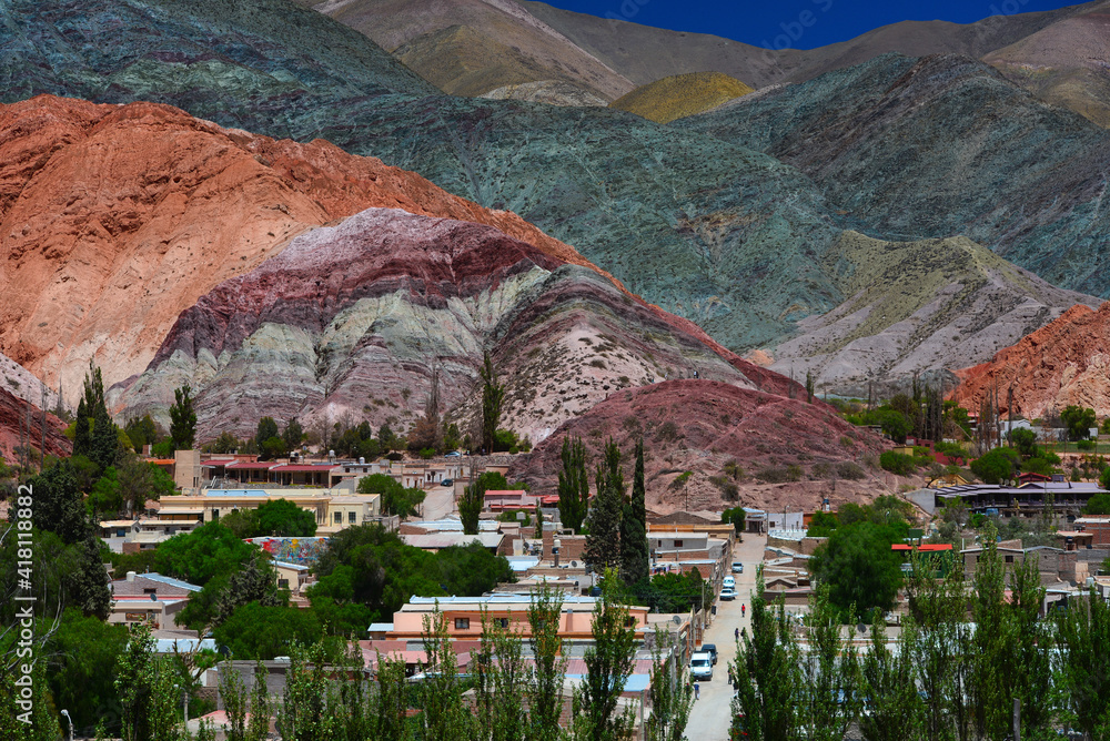 Purmamarca town and the Hill of Seven Colours (cerro de Los 7 Colores ...
