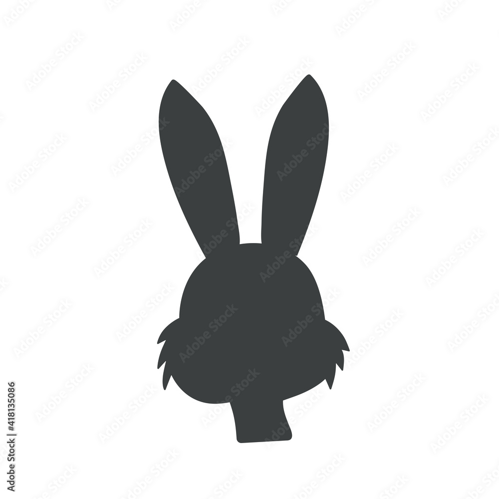 Black rabbit silhouette isolated on white background. Vector ...