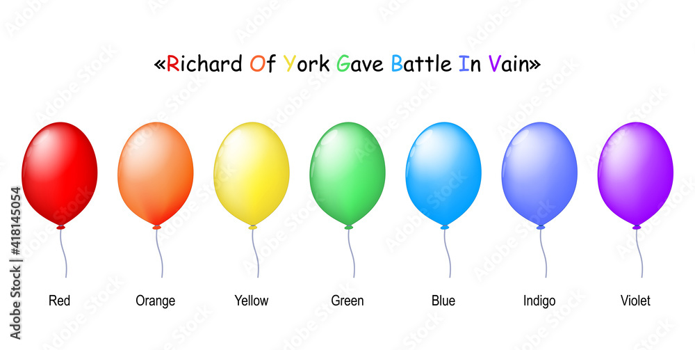 Colorful realistic balloons for memorize the sequence of colors Stock ...