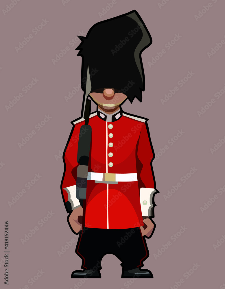 cartoon man in the uniform of a soldier of the royal guard of great ...