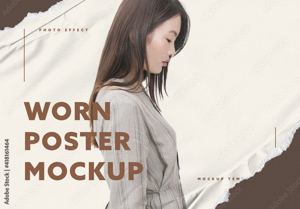 Ripped Poster Photo Effect Mockup Stock Template | Adobe Stock