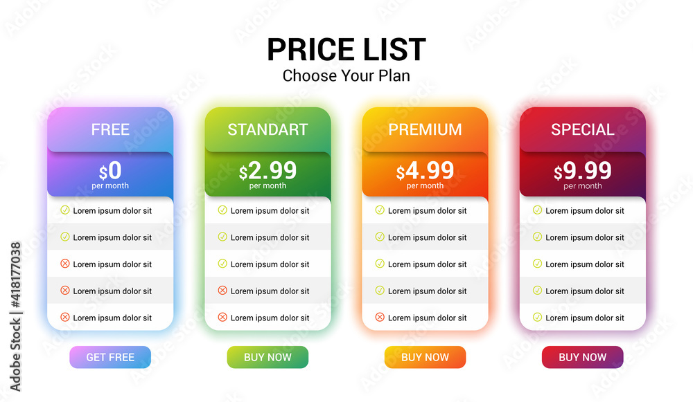 Vector pricing plan banners infographic template. Marketing ...