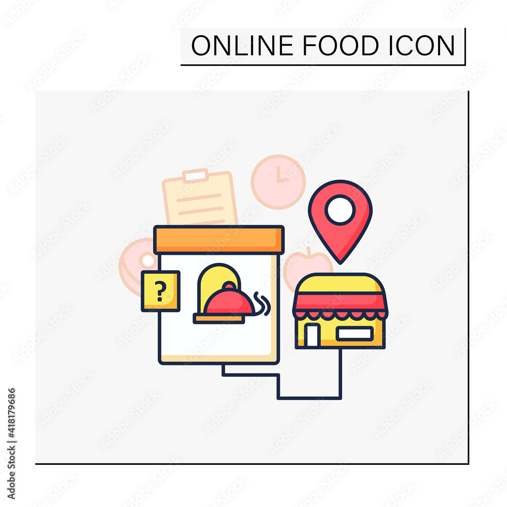 Ghost kitchen color icon. Preparation and cooking delivery-only meals ...