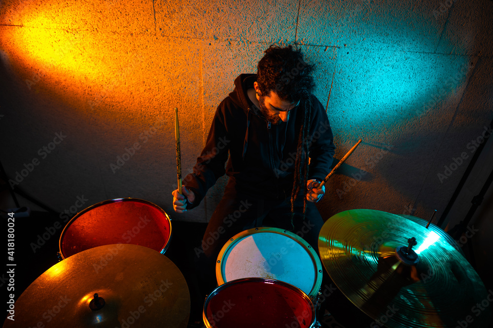 drum, drums, drummer, playing drums, dreadlocks, beard, studio, music ...