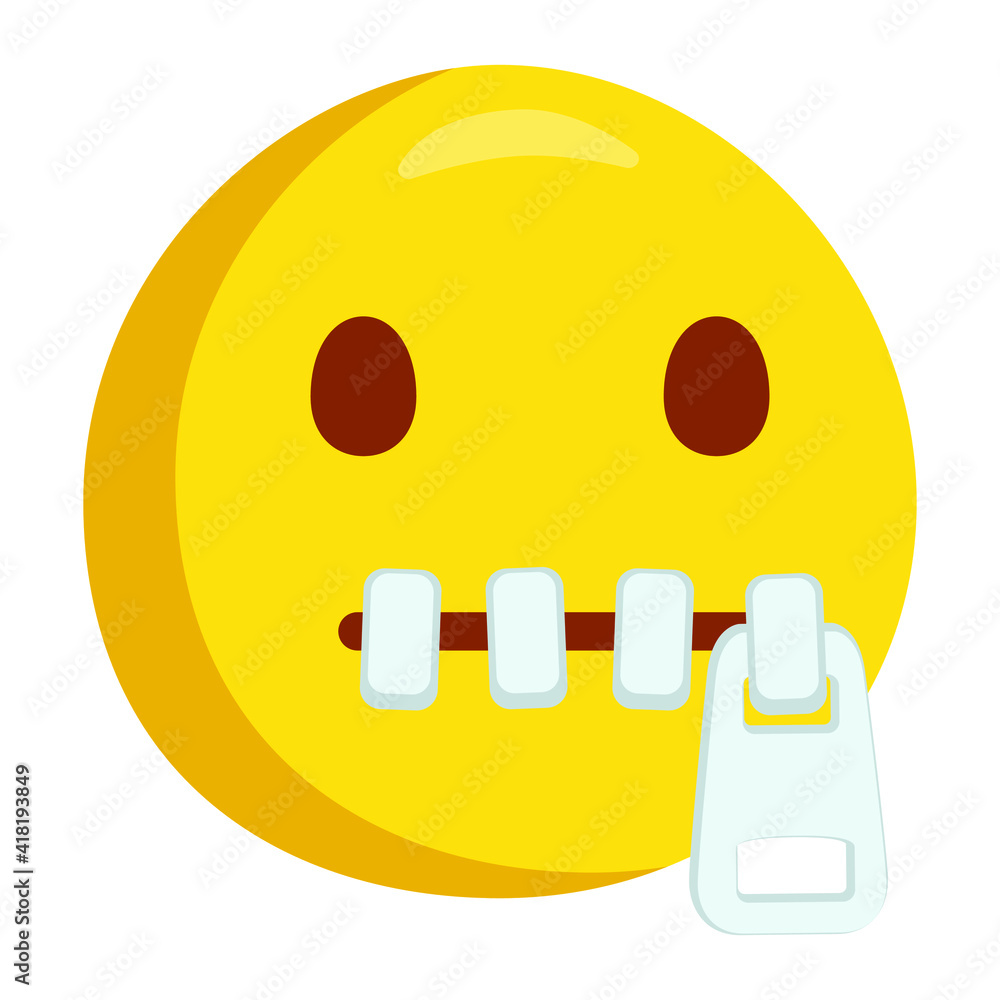 Zipper Mouth Face Emoji Icon Illustration. Lips Sealed Vector Symbol ...