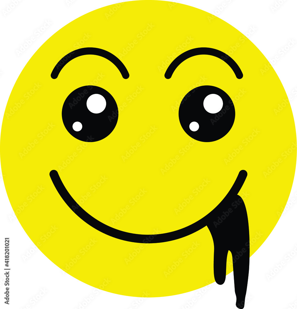 Cute social media Emoji hungry salivating on isolated white background ...