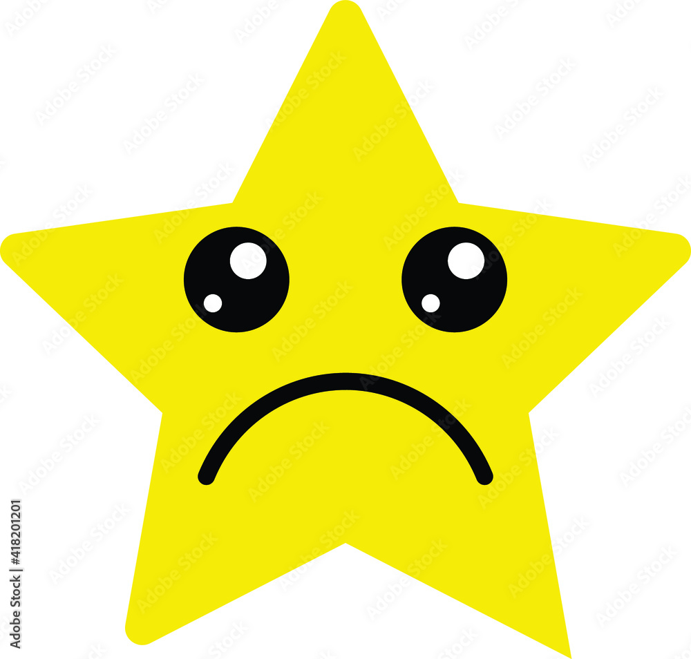 Cute social media Emoji star sad on isolated white background Stock ...