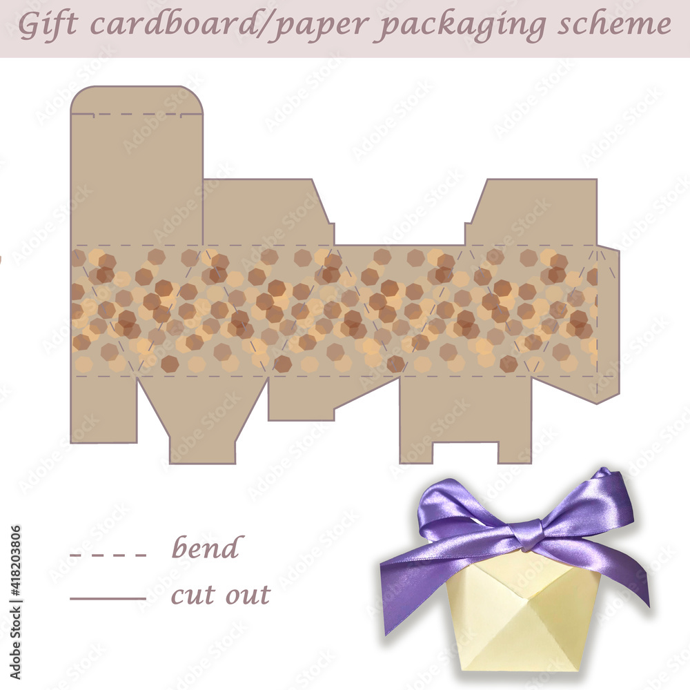 Printable multifaceted paper or cardboard festive packaging and ...