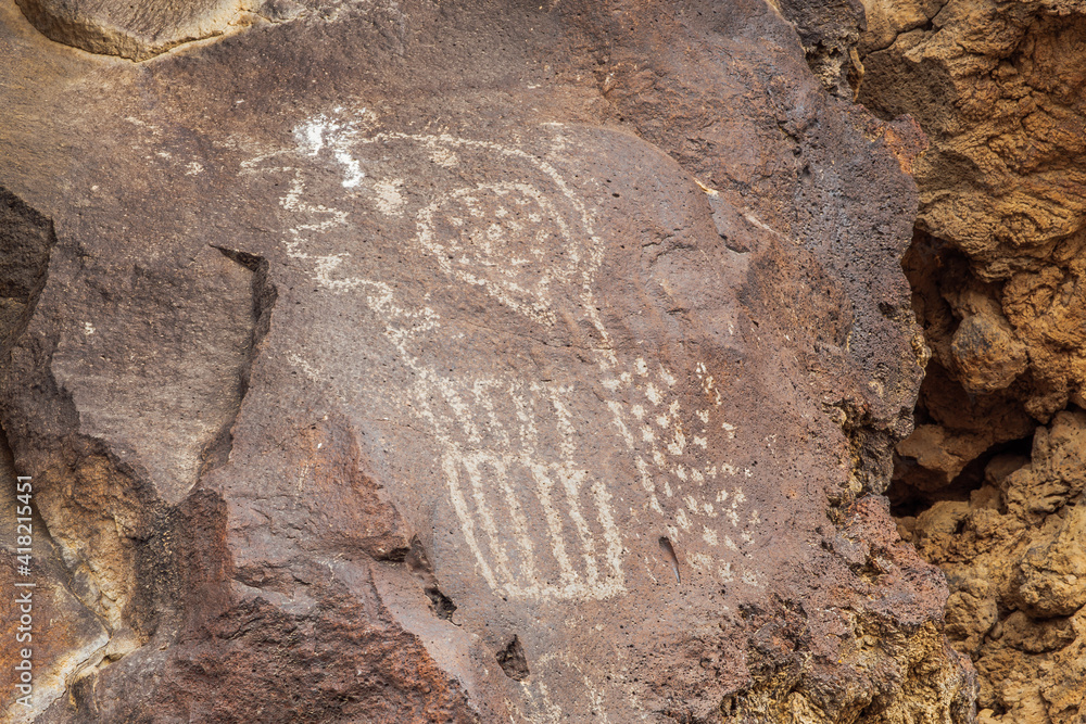 Serrano Native American Rock Art in the Mojave Desert. Stock Photo ...