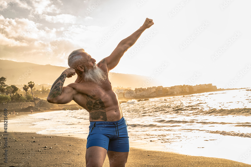 Age is just a number. In a healthy body, healthy mind. Senior man with ...