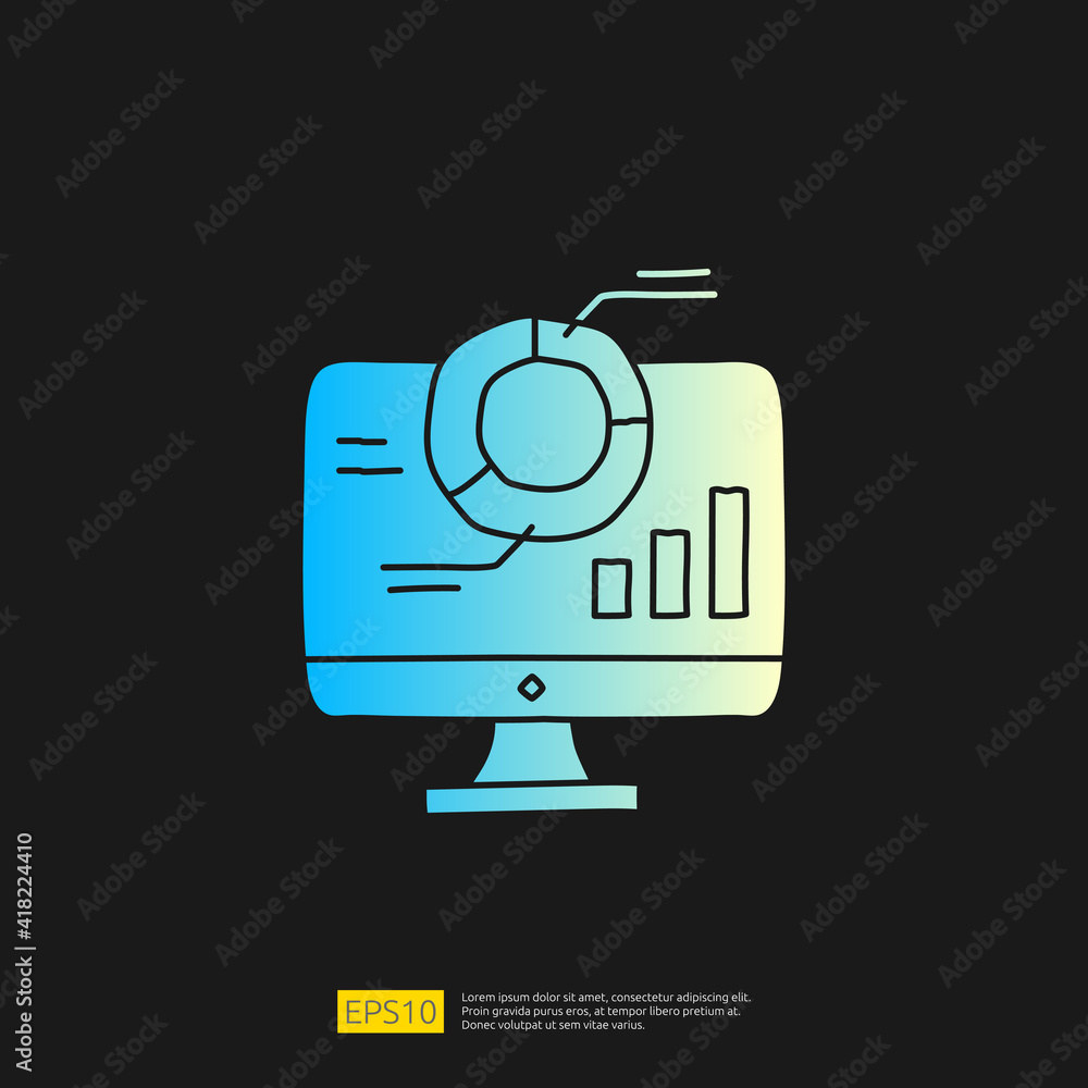 data collection and analysis concept doodle gradient glyph icon graphic ...