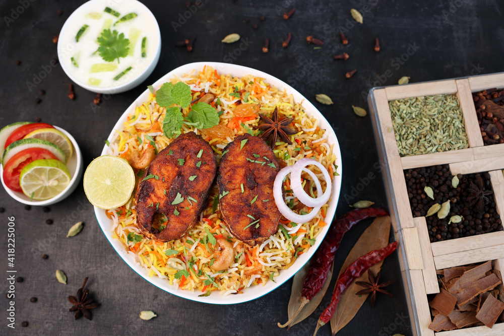 Fish biryani , Spicy and delicious Malabar biryani or Hyderabadi ...