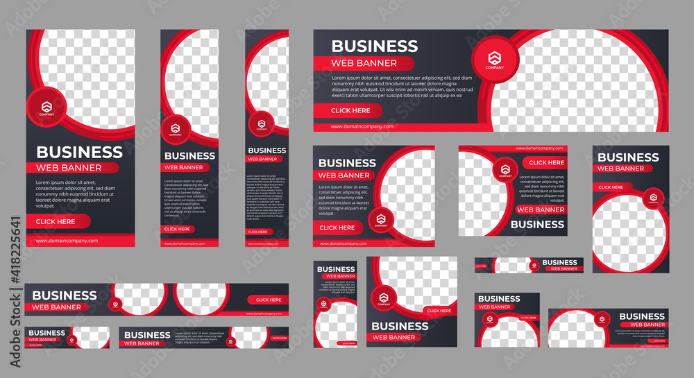 Business banner design web template Set, Horizontal header web banner ...
