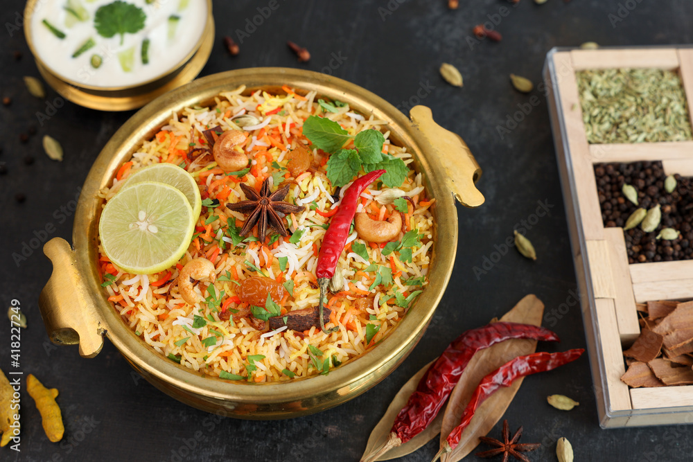 Vegetable biryani biriyani , Hyderabadi Shahi Pulao and raita Pilaf ...