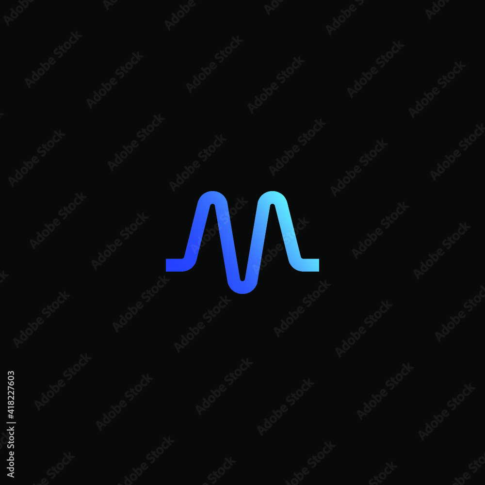 simple letter m wave logo glowing neon symbol Stock Vector | Adobe Stock