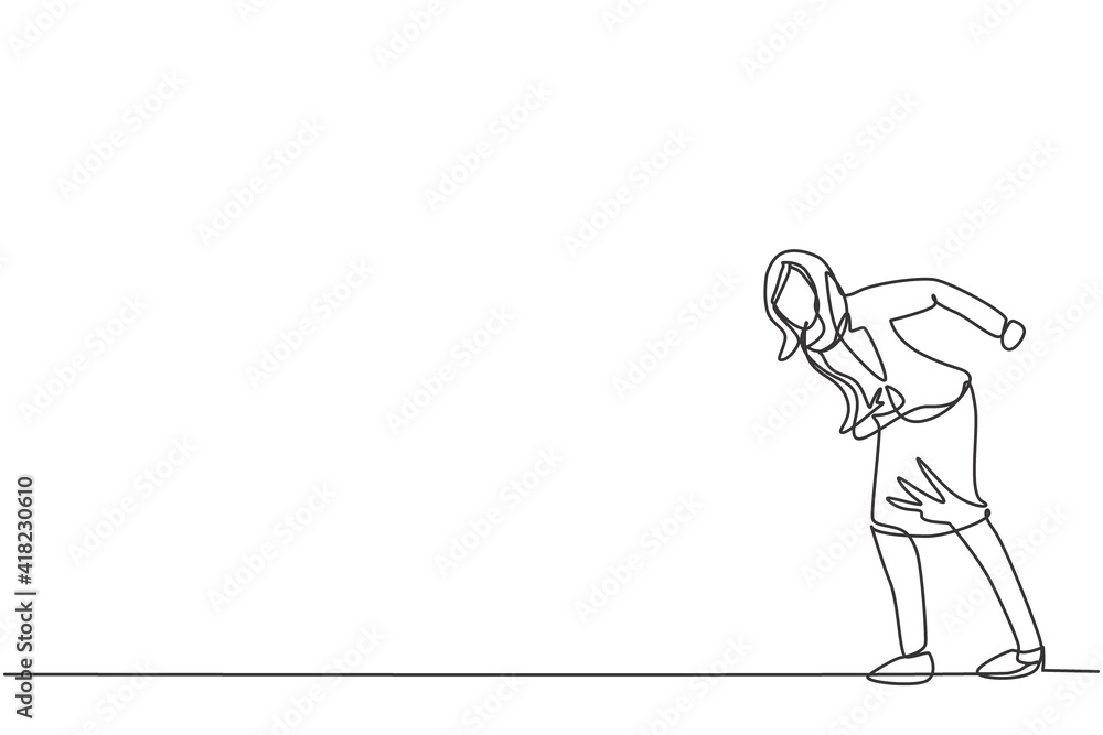 Single one line drawing of young angry business woman giving mad ...