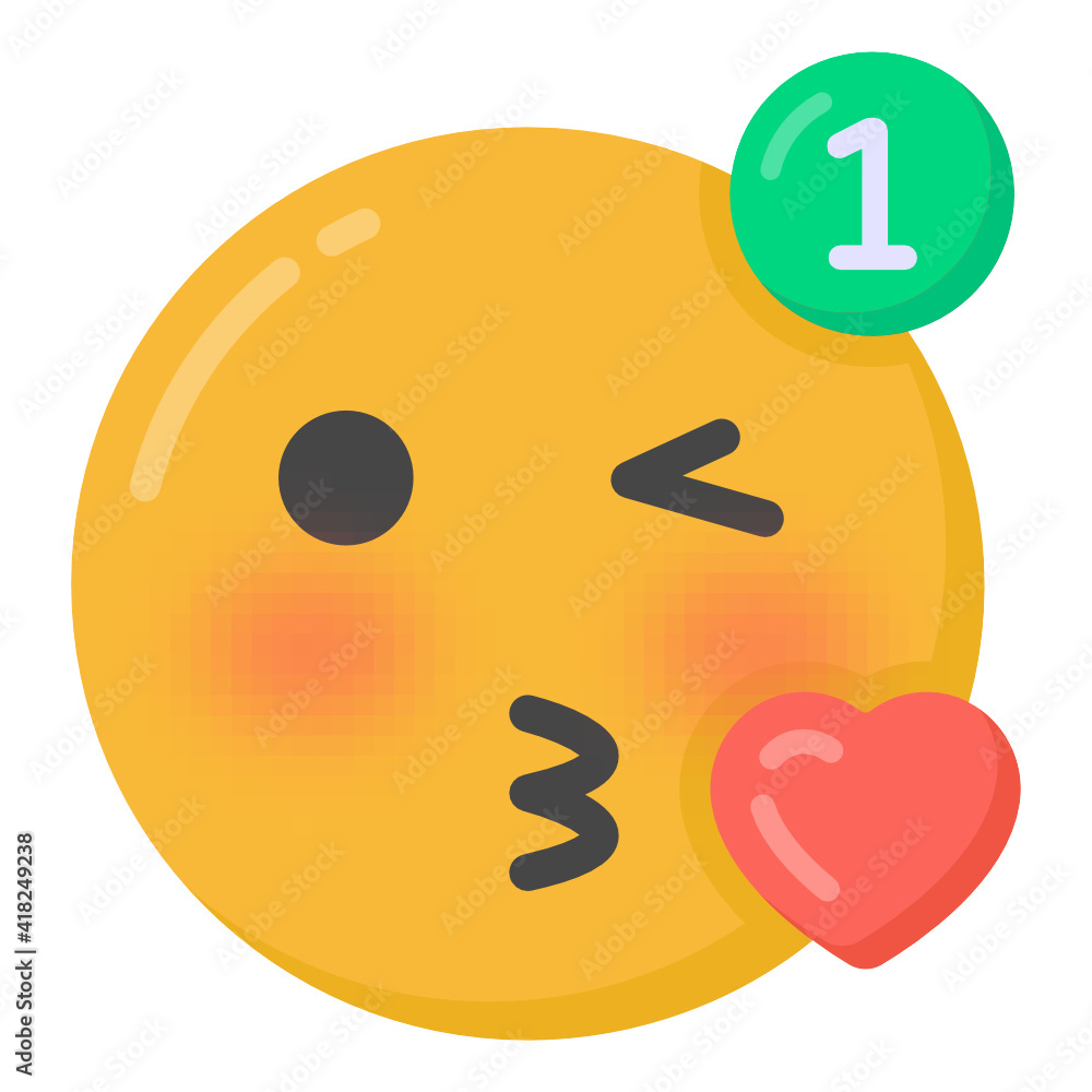 Cute little face emoji denoting flat icon of emoticons notification ...