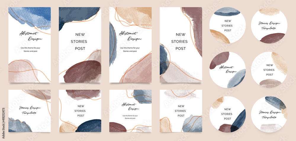 Social story templates and highlights covers vector set. Social media ...