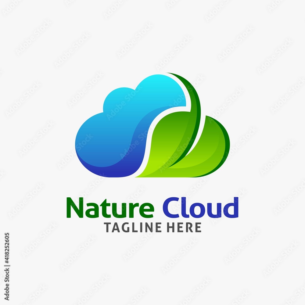 Nature cloud logo design Stock Vector | Adobe Stock