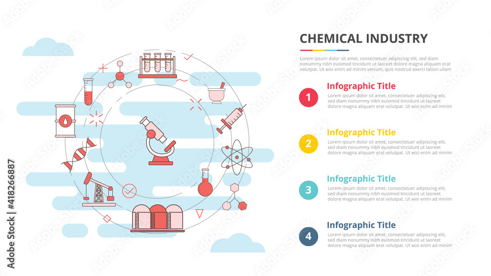 chemical industry concept for infographic template banner with four ...