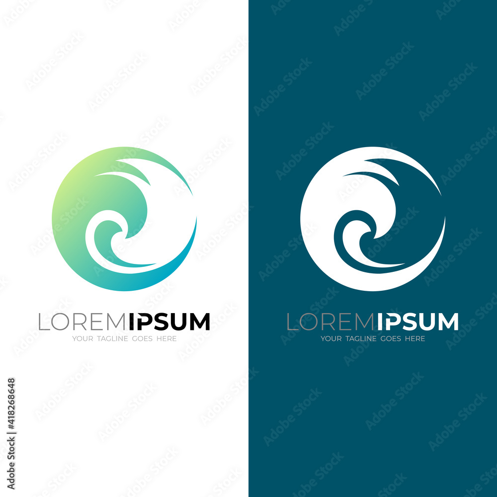 Simple logo with wave design template, circular wave logos Stock Vector ...